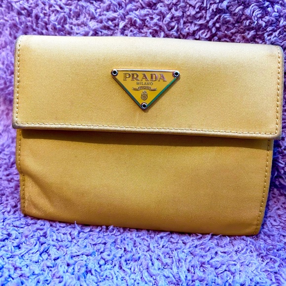 Prada | Bags | Prada Yellow Snap Wallet | Poshmark